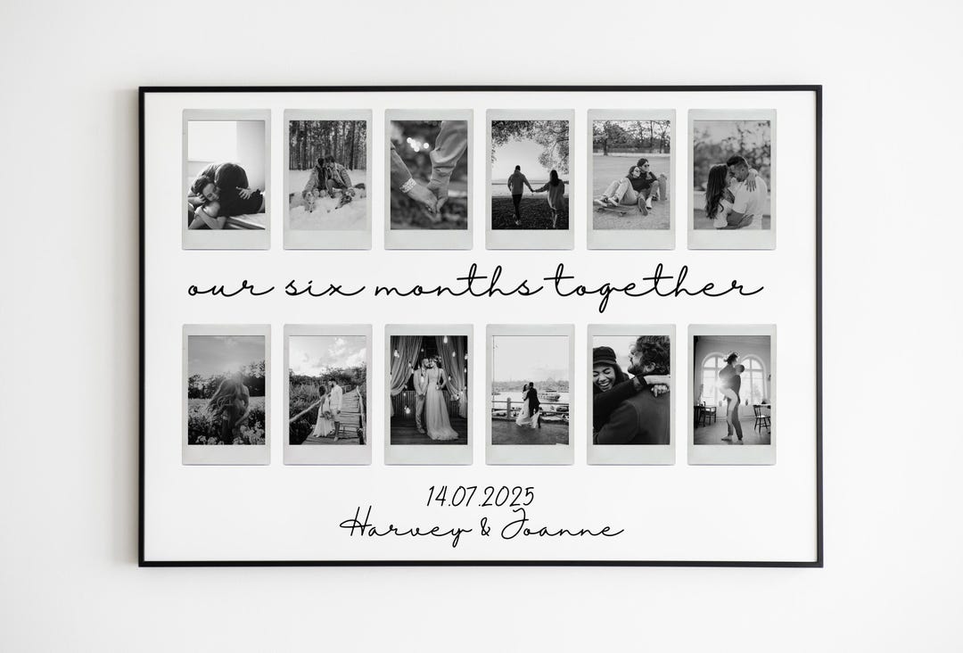 Custom Polaroid Photo Collage, Six Months Anniversary Gift for Couples ...