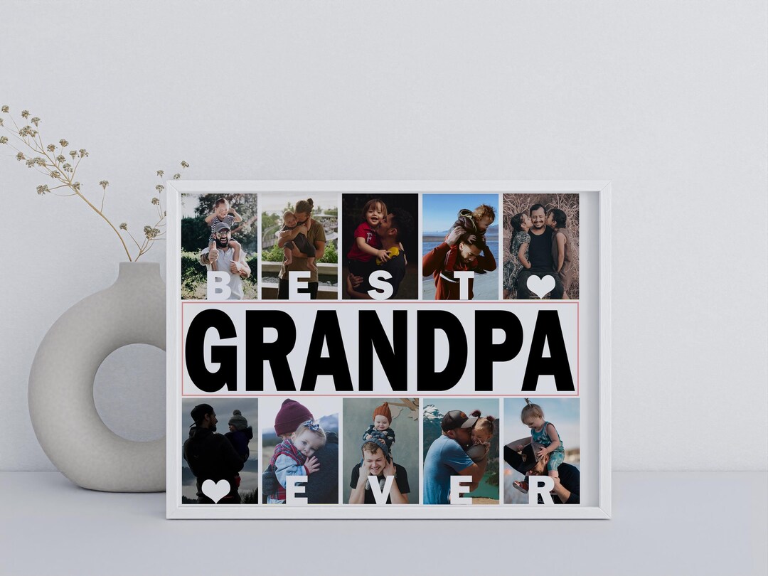 Personalized Grandpa Photo Collage, Grandpa Gift, Custom Gift for ...