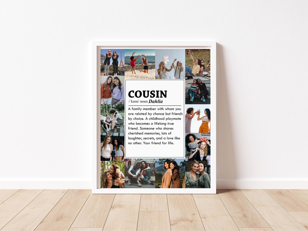 Personalized Cousin Definition, Printable Wall Art, Photo Gift for ...