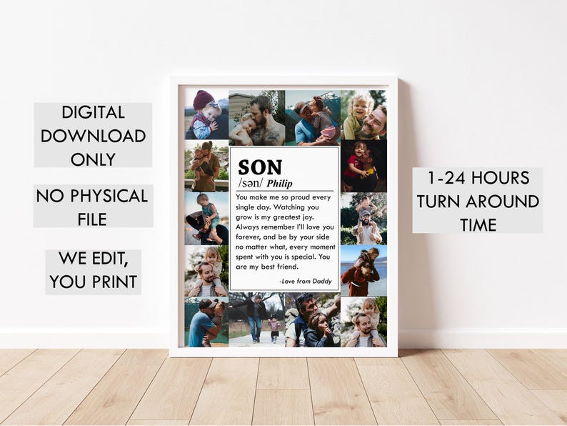 Personalized Son Definition Printable Wall Art, Son Gift Idea, Custom ...