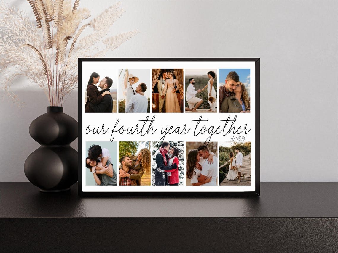 4 Year Anniversary Gift for Boyfriend, 4th Anniversary Collage for ...