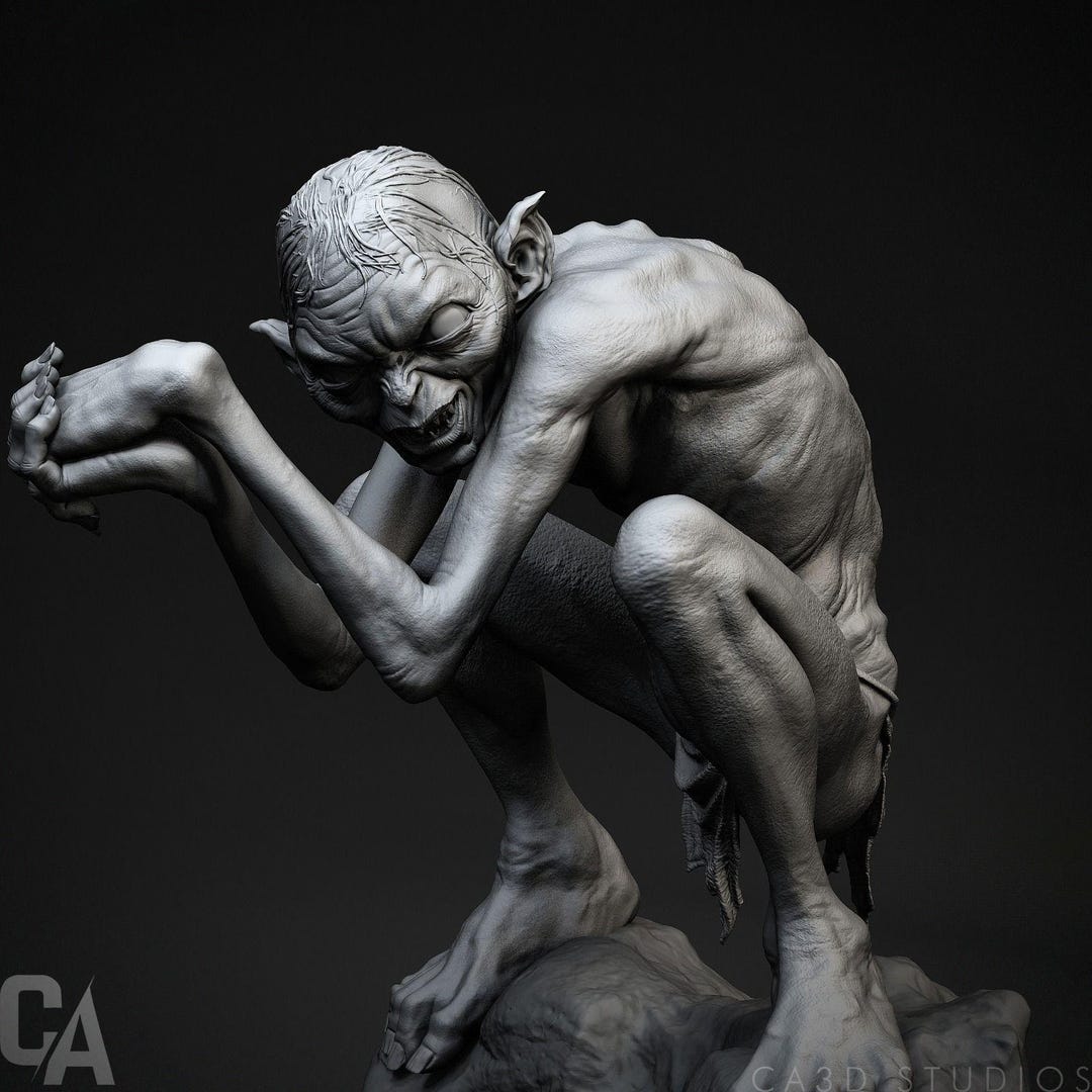 Gollum LOTR Inspired 3D Printed and Hand-painted Figurine Perfect Gamer ...