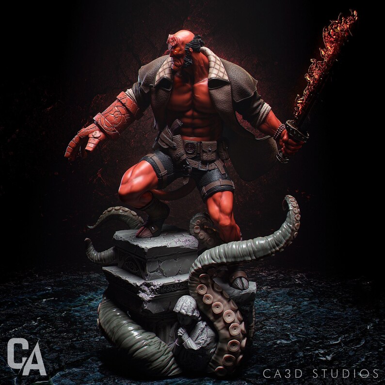 Hellboy Inspired 3D Printed and Hand-painted Figurine Perfect Gamer Collectible Gift Figure ...