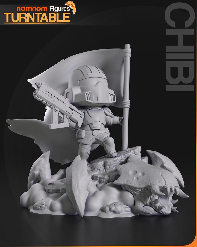 Chibi Helldiver Helldivers Game Inspired 3D Printed and Hand-painted ...