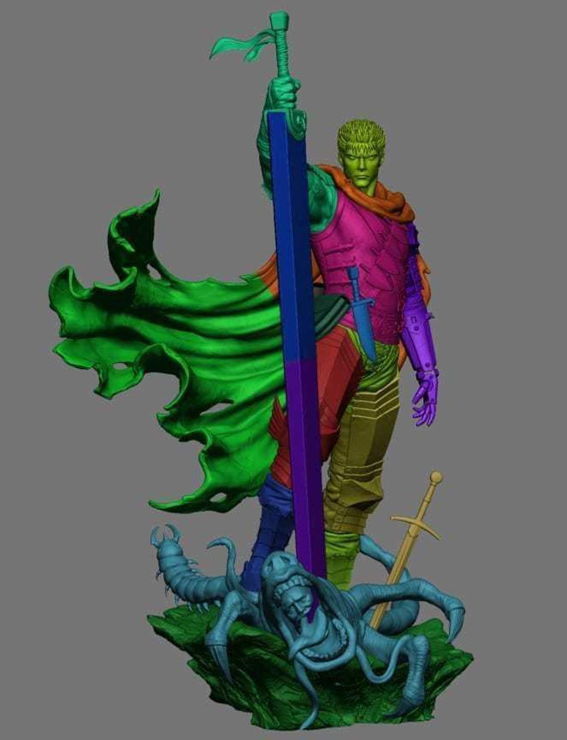 Guts Berserk Inspired 3D Printed and Hand-painted Figurine Perfect ...