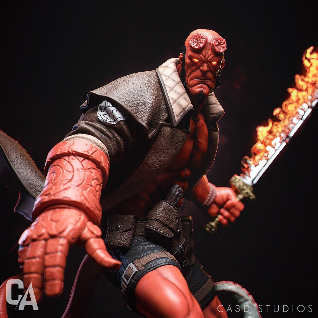 Hellboy Inspired 3D Printed and Hand-painted Figurine Perfect Gamer ...