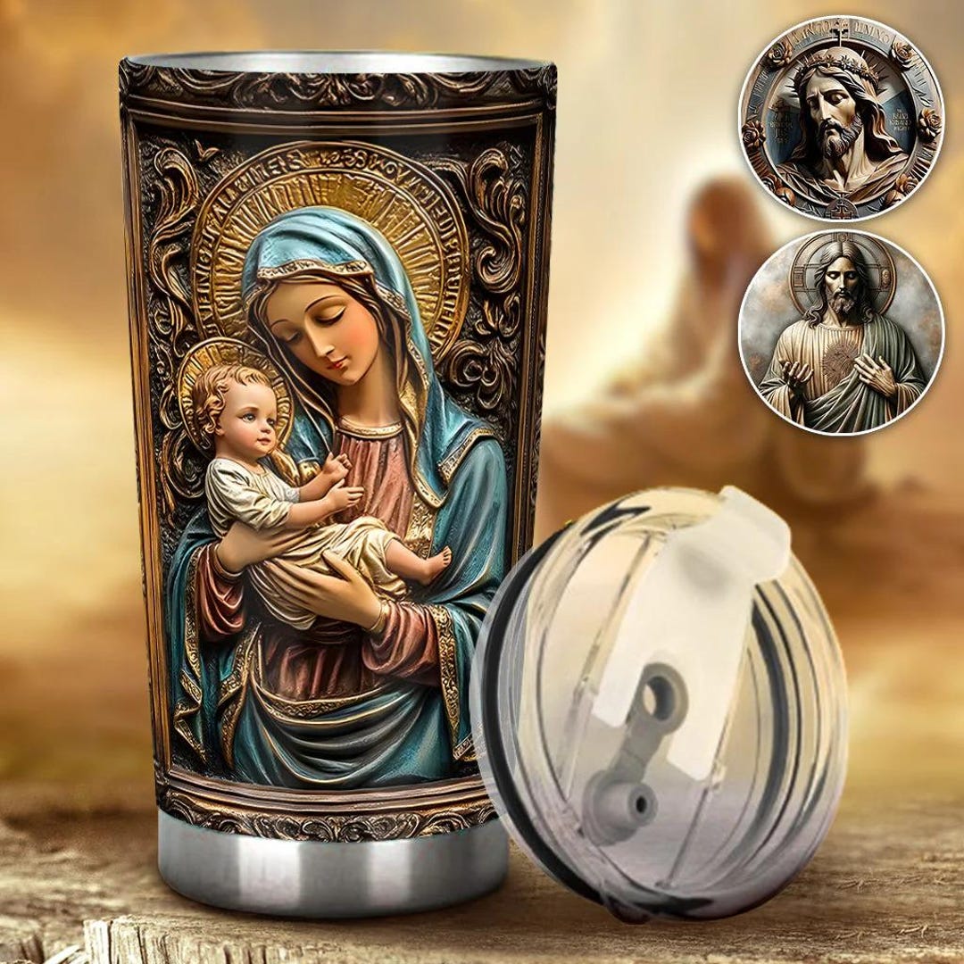 Personalized Virgin Maria Tumbler, Mother of God Holy Night Insulated ...