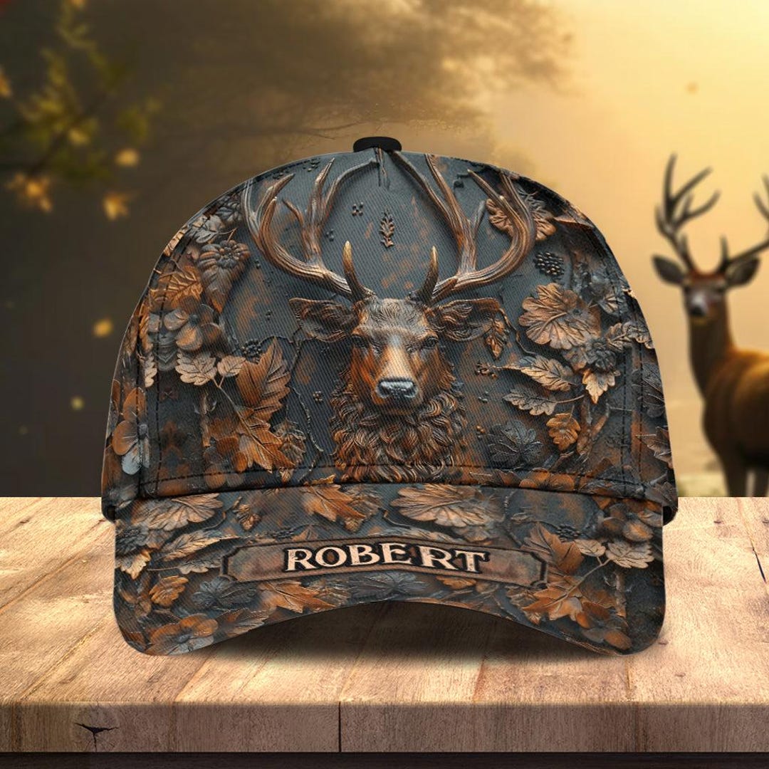 Personalized Deer Hunting Baseball Cap, Wild Deer Floral Classic Hat ...