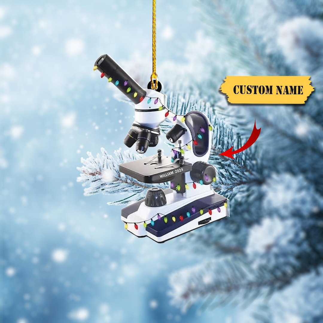 Personalized Medical Microscope Christmas Ornament 2D Flat 2024 Medical ...