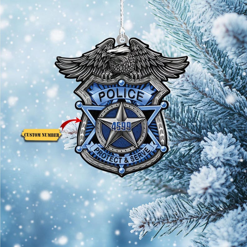 Customized Police Badge Number, Police Protect and Serve Eagle Ornament ...