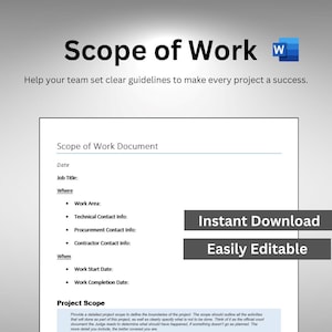 Scope of Work Template |SOW Template | Statement of Work | Project ...
