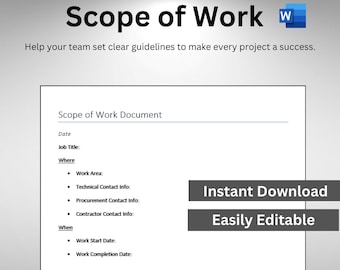 Scope of Work Contract Template, SOW Design Example, Procurement ...