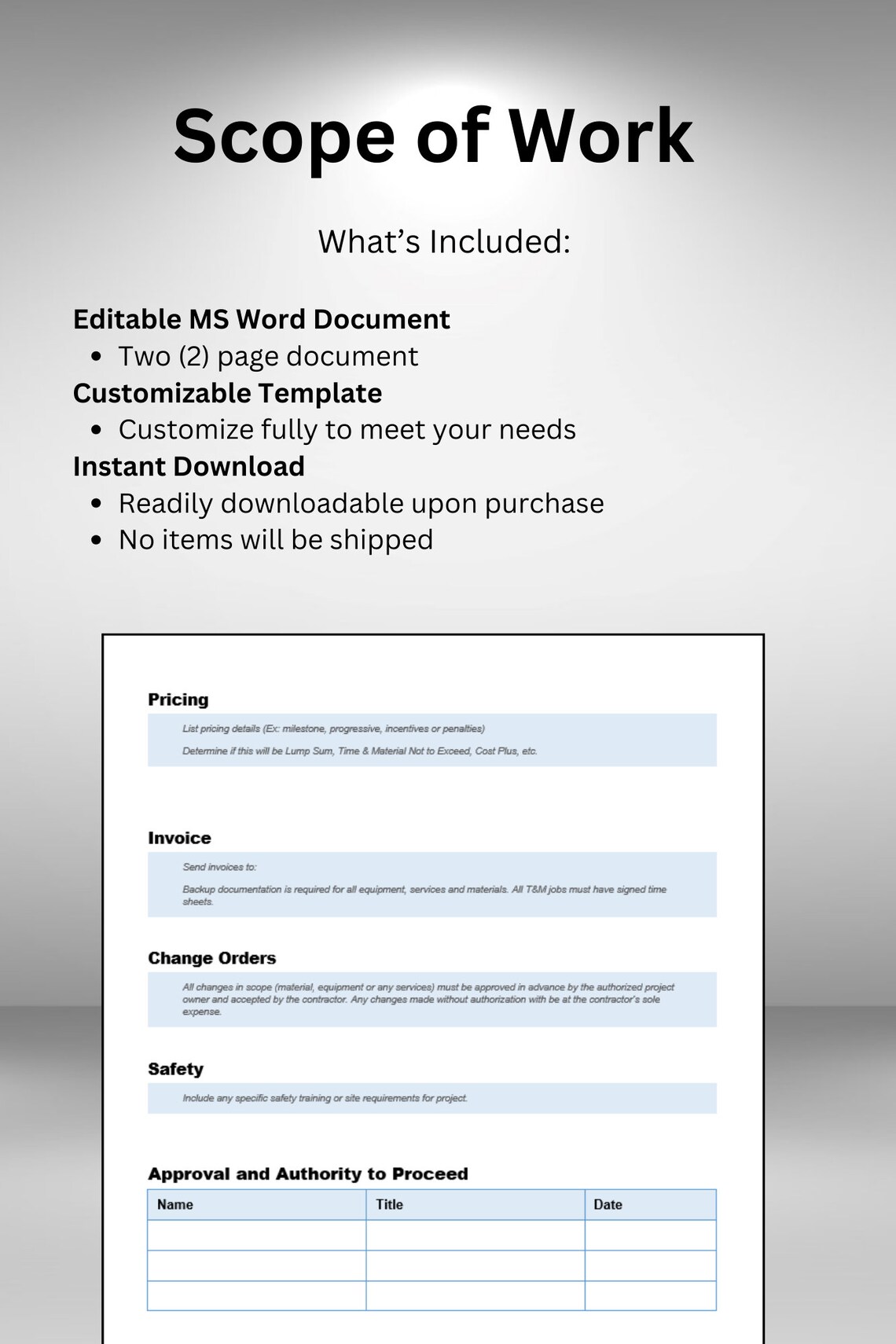 Scope of Work Template |SOW Template | Statement of Work | Project ...