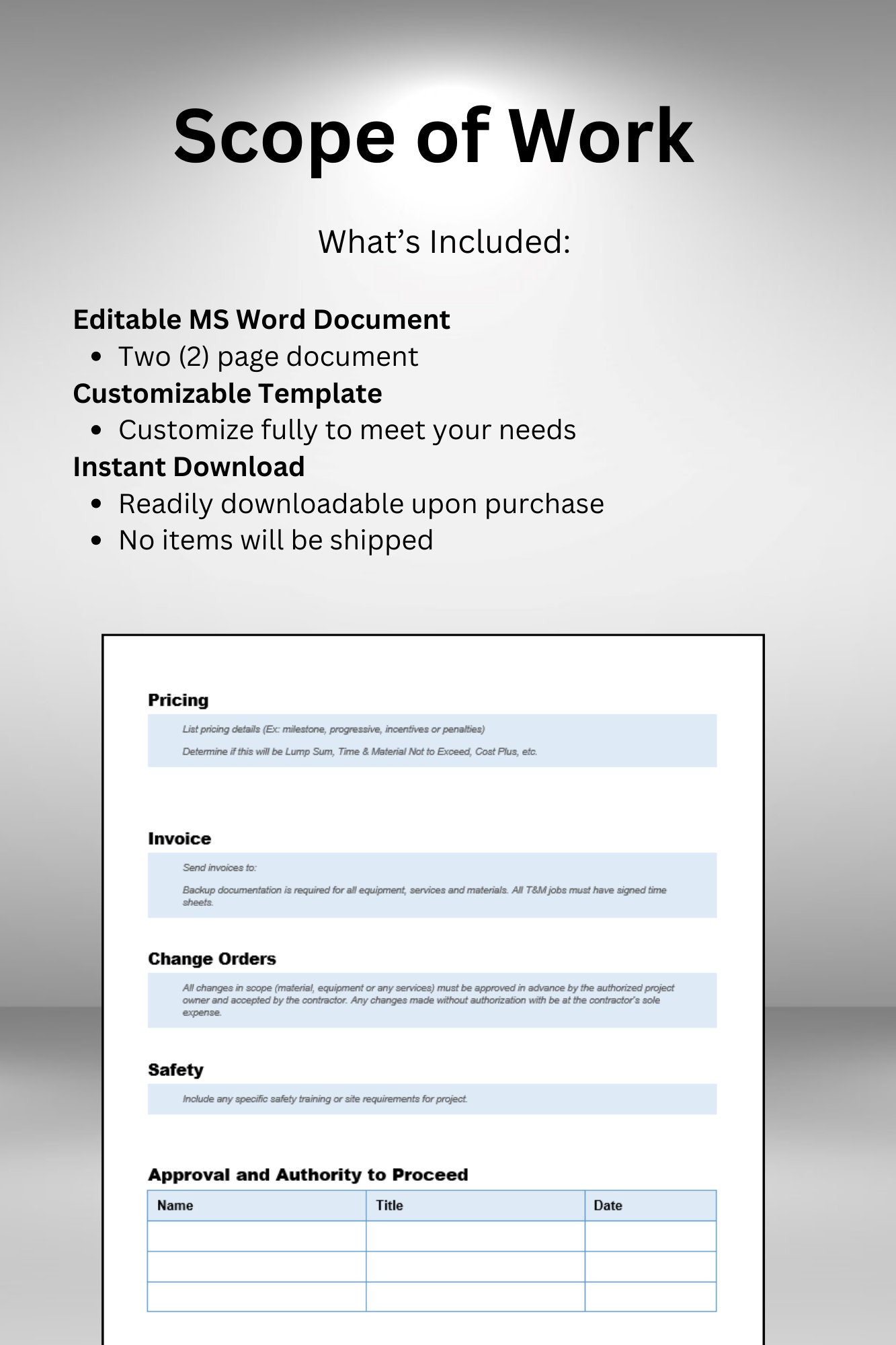 Scope of Work Template |SOW Template | Statement of Work | Project ...