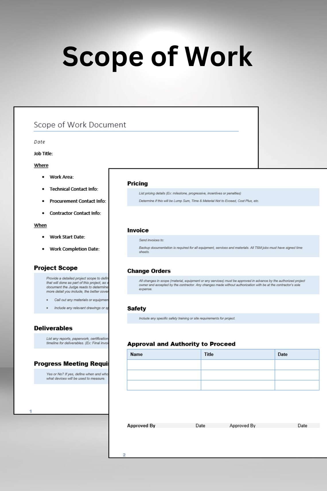 Scope of Work Template |SOW Template | Statement of Work | Project ...