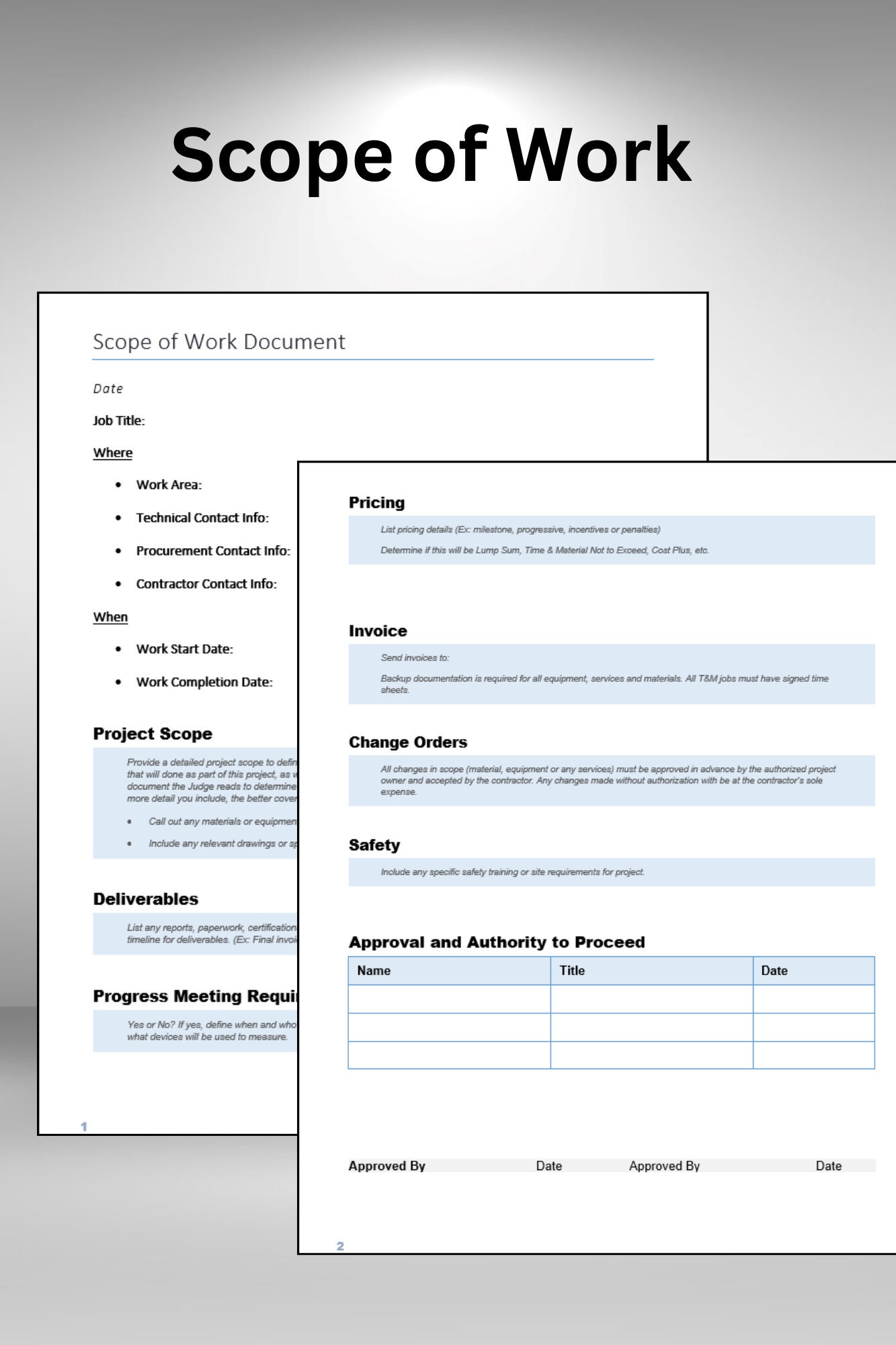 Scope of Work Template |SOW Template | Statement of Work | Project ...