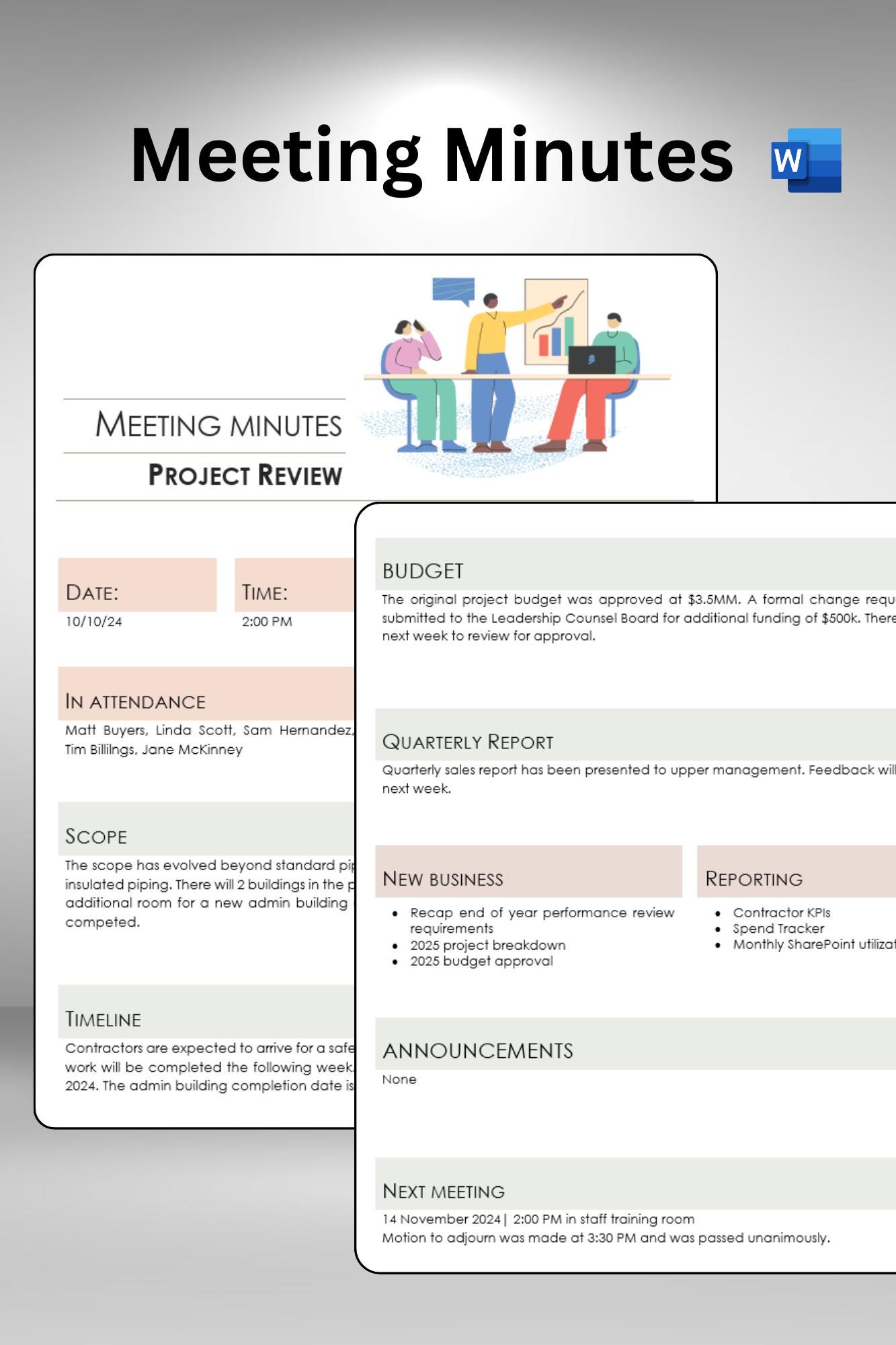 Meeting Minutes Template - Etsy