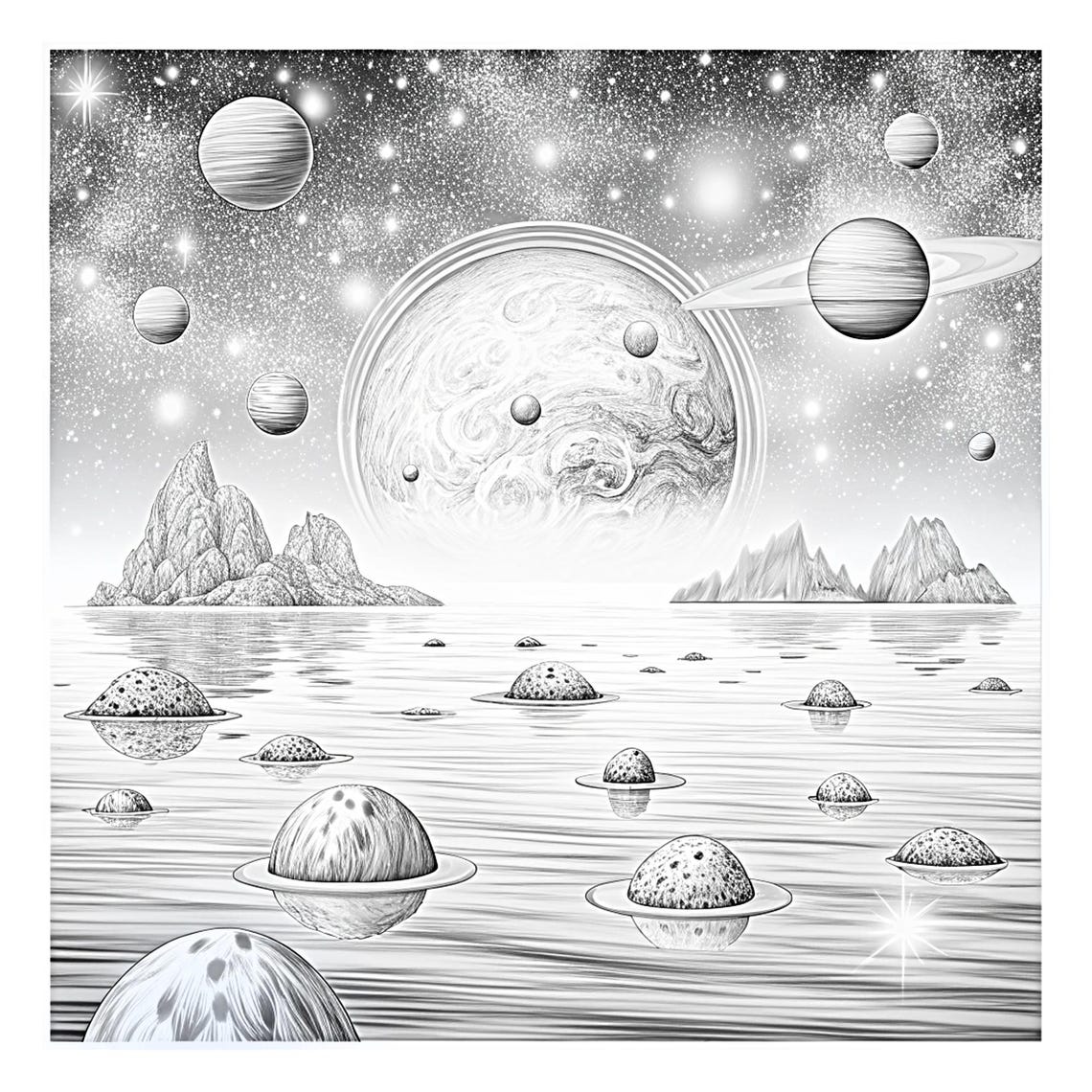 Cosmic Coloring Pages, Space Galaxy Art (digital Download) - Etsy