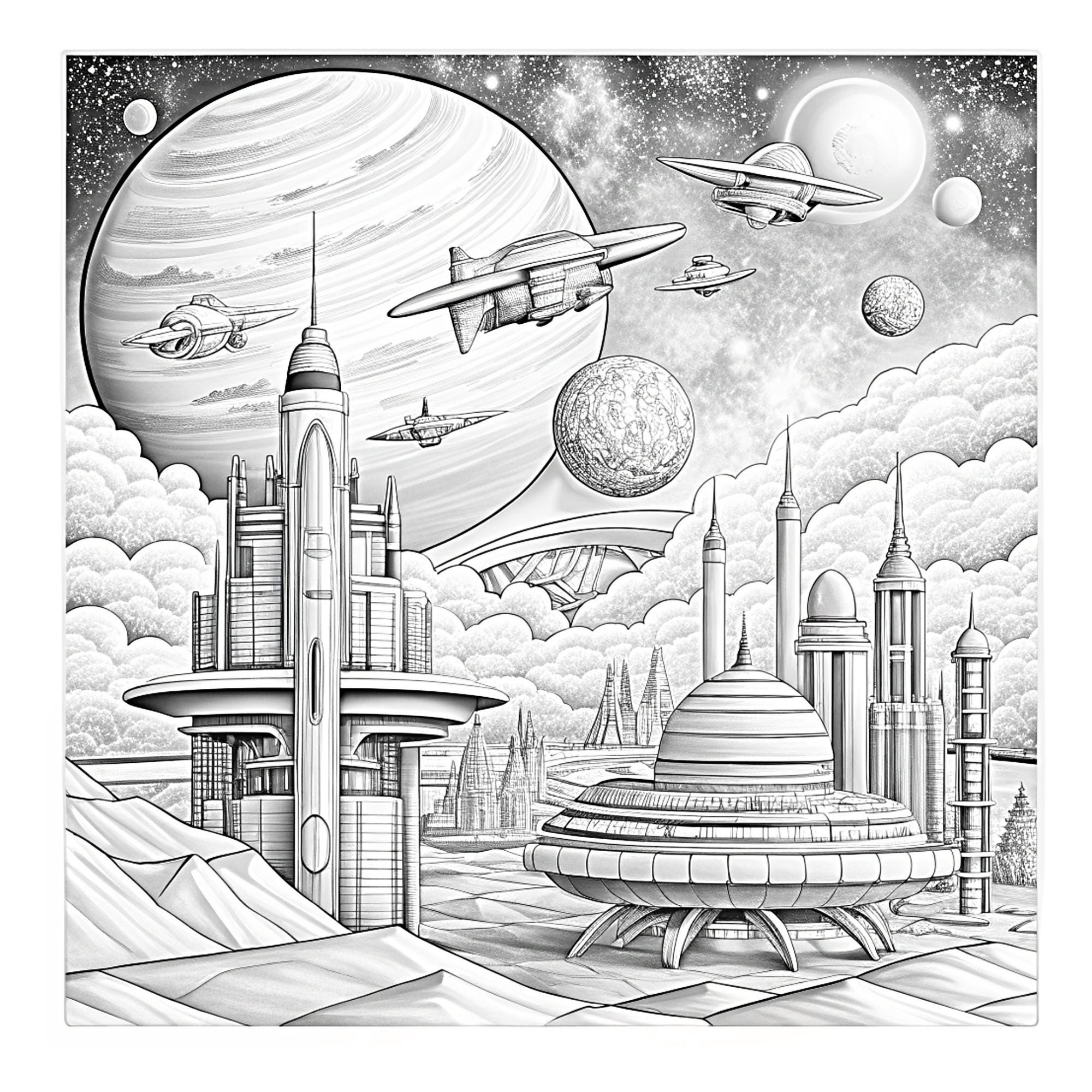 Cosmic Coloring Pages, Space Galaxy Art (digital Download) - Etsy