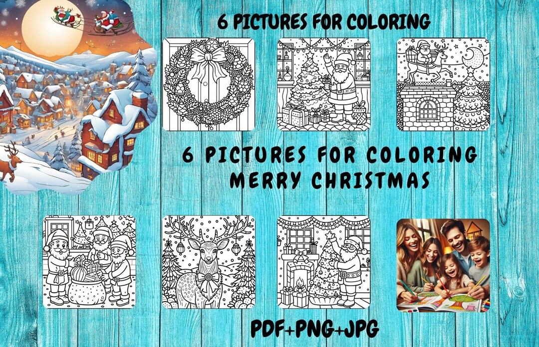 Christmas Coloring Pages for Kids – 6 Festive Designs (PDF, PNG, JPG ...