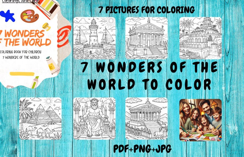 7 Wonders of the World Coloring Book, Ancient History (digital Download ...