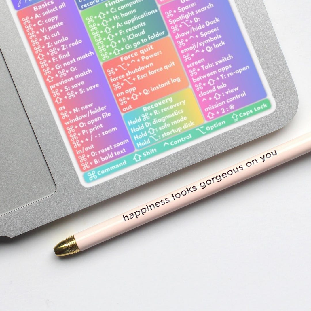 Rainbow Macos Keyboard Shortcuts Sticker School-office Gift, Guide for ...