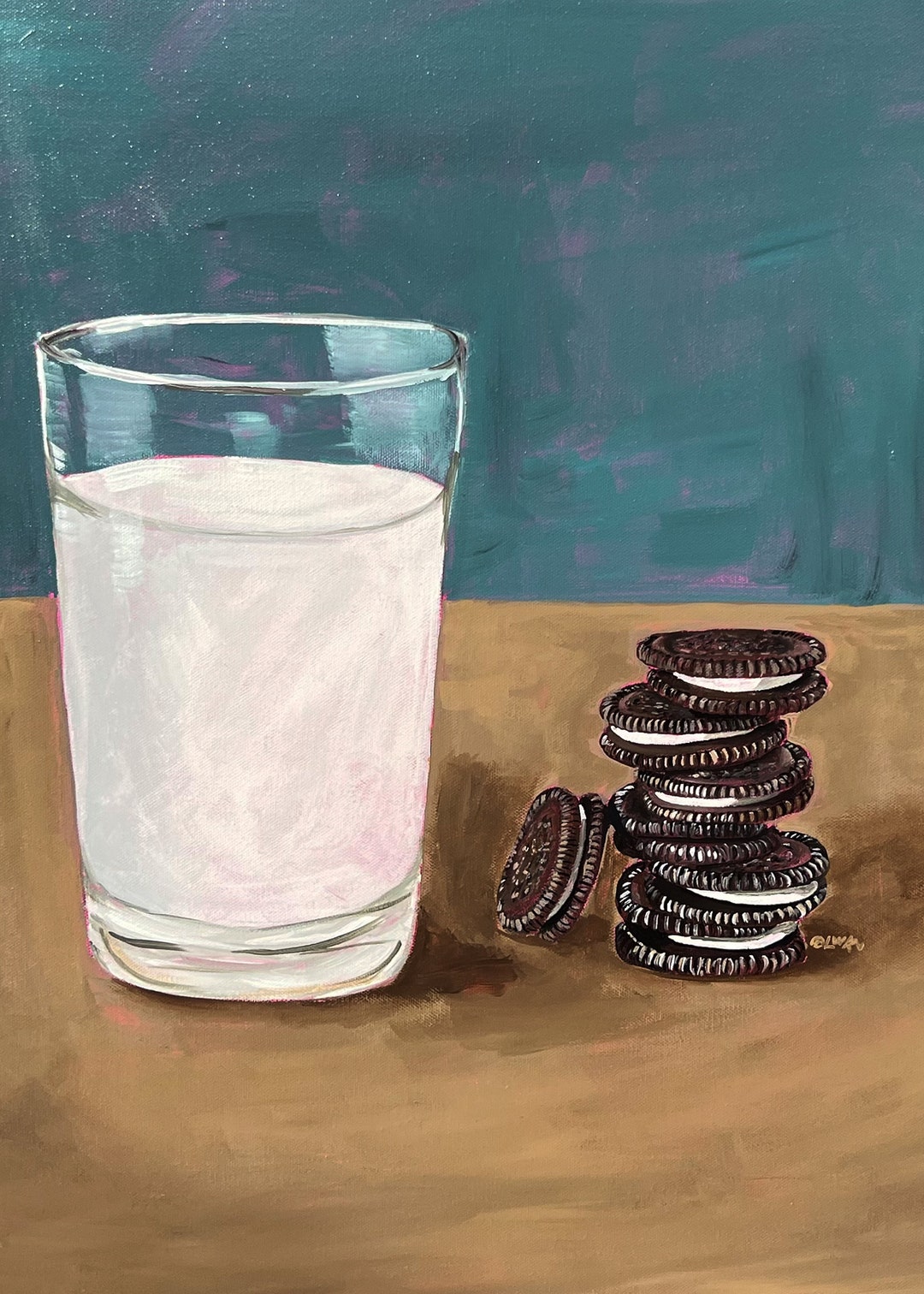 Oreos and Glass of Milk Art Print, 8x11, 5x7 Art Print, Oreos, Wall Art ...