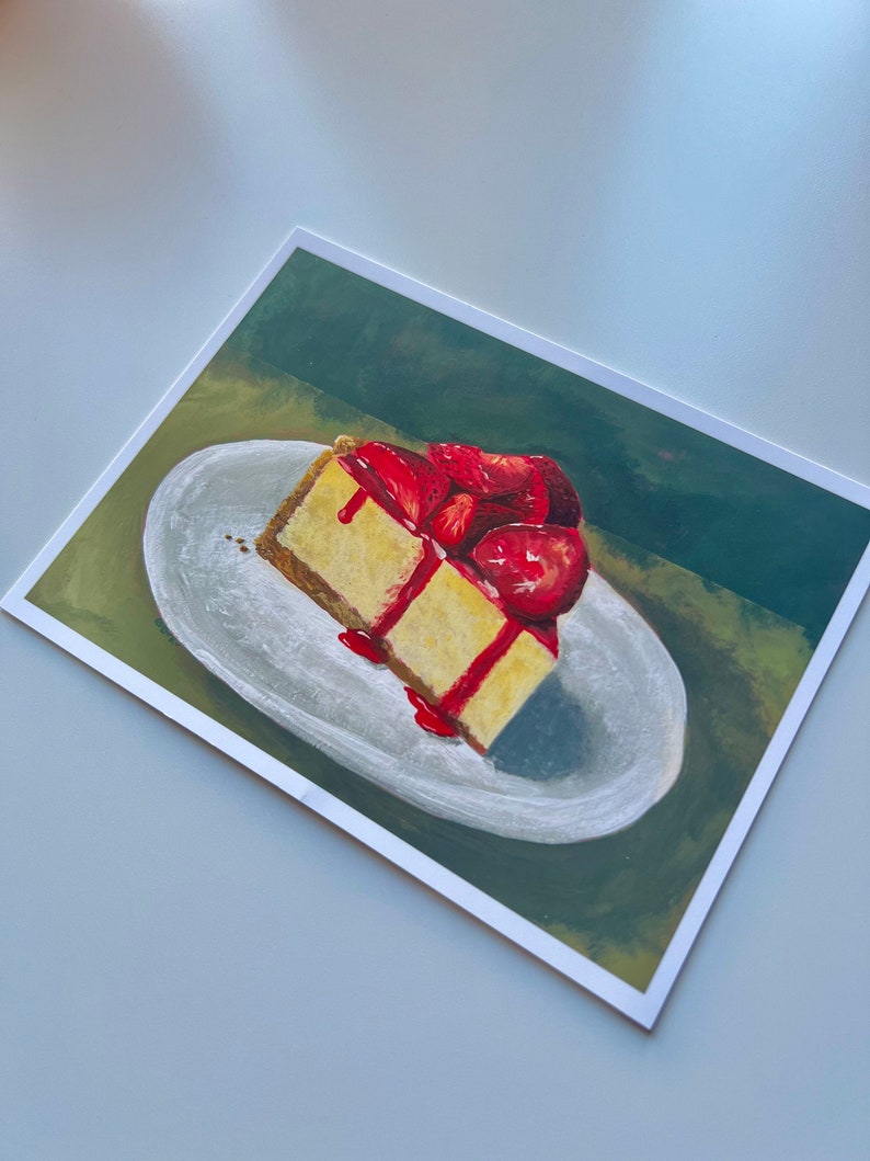 Strawberry Cheesecake Art Print, 8x11 Print, 5x7 Print, Cheesecake ...