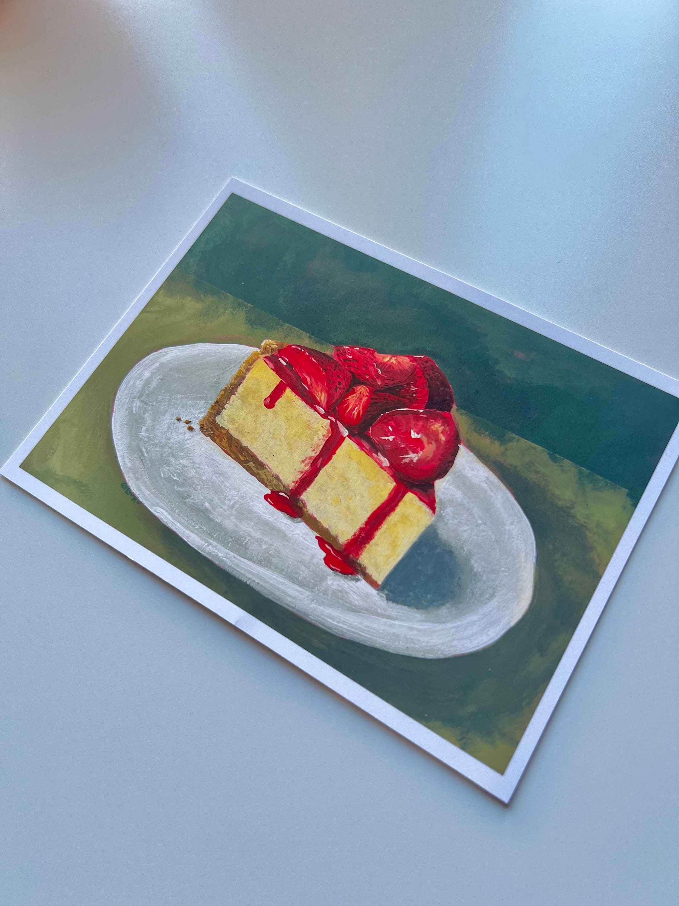 Strawberry Cheesecake Art Print, 8x11 Print, 5x7 Print, Cheesecake ...