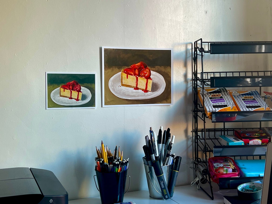 Strawberry Cheesecake Art Print, 8x11 Print, 5x7 Print, Cheesecake ...