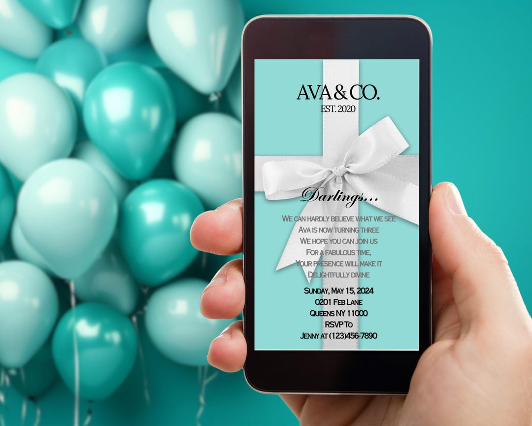 Tiffany and Co Digital Invite, Tiffany and Co Invitation, Tiffy and Co ...
