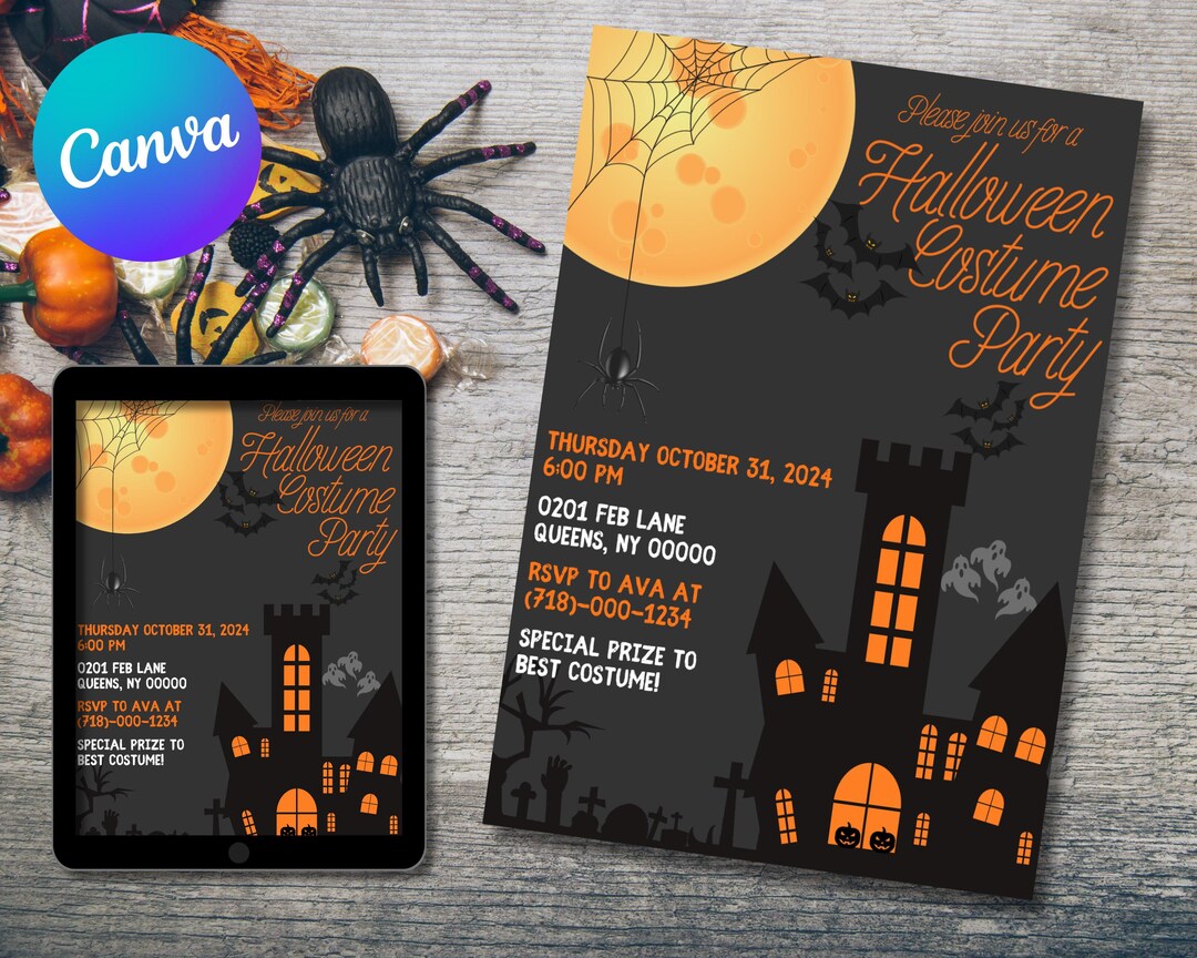 Spooktacular Halloween Costume Party Invite (digital Template) - Etsy