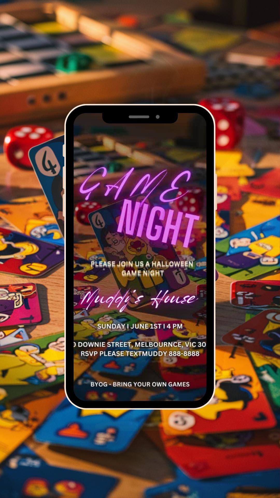 Digital Game Night Flyer, Game Night Invitation, Board Game Invite ...