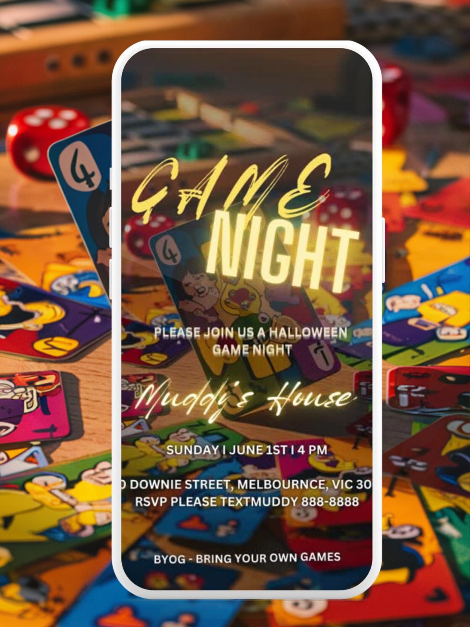 Digital Game Night Flyer, Game Night Invitation, Board Game Invite ...