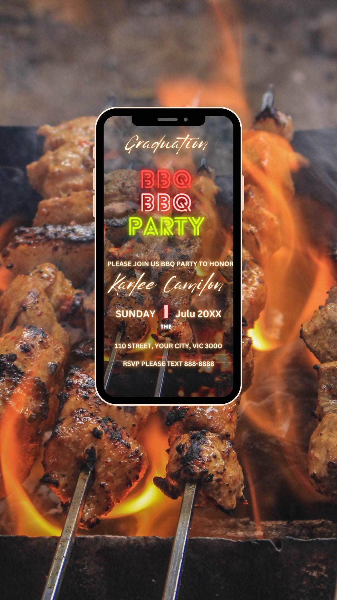Graduation BBQ Invitation Chill and Grill. Digital Class of 2024 ...