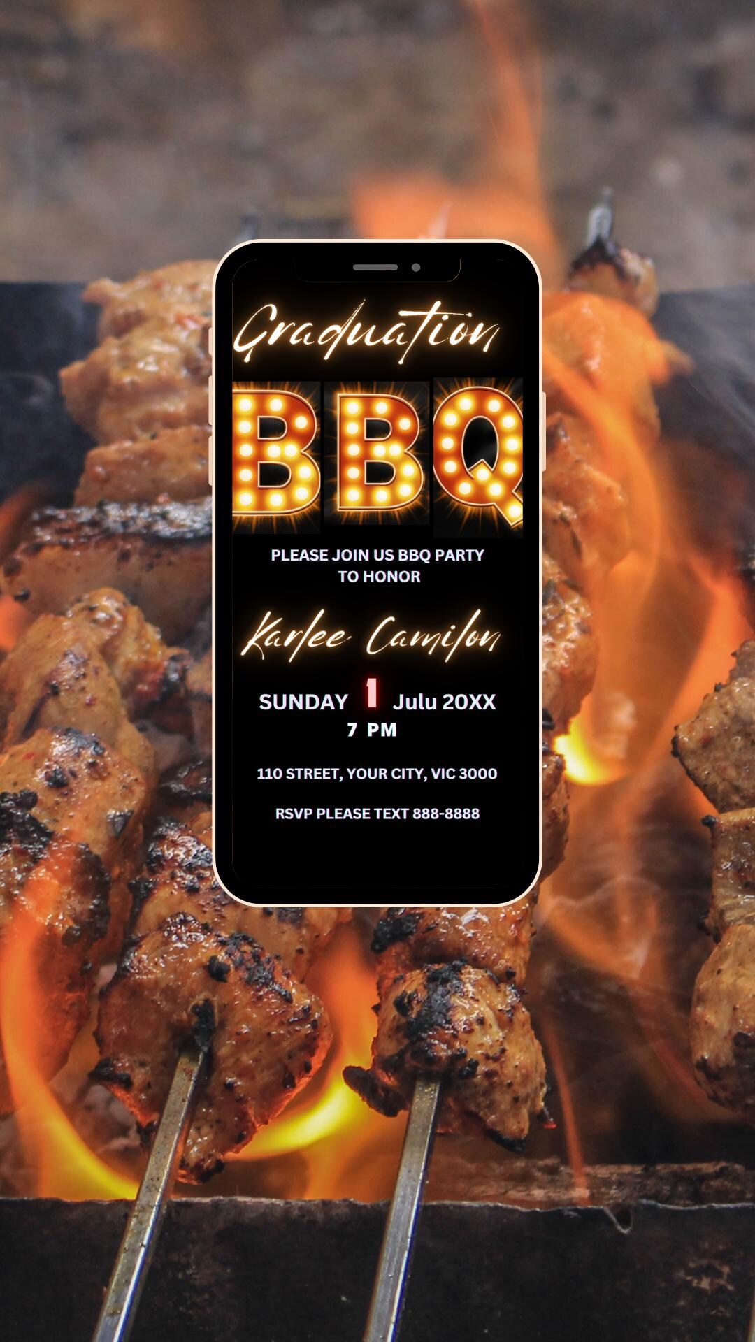 Graduation BBQ Invitation Chill and Grill. Digital Class of 2024 ...
