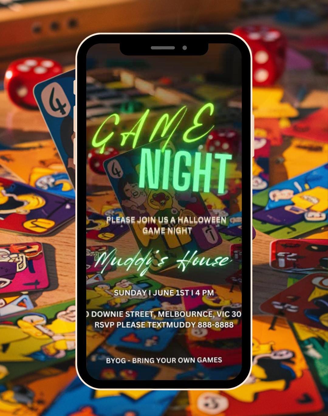 Digital Game Night Flyer, Game Night Invitation, Board Game Invite ...