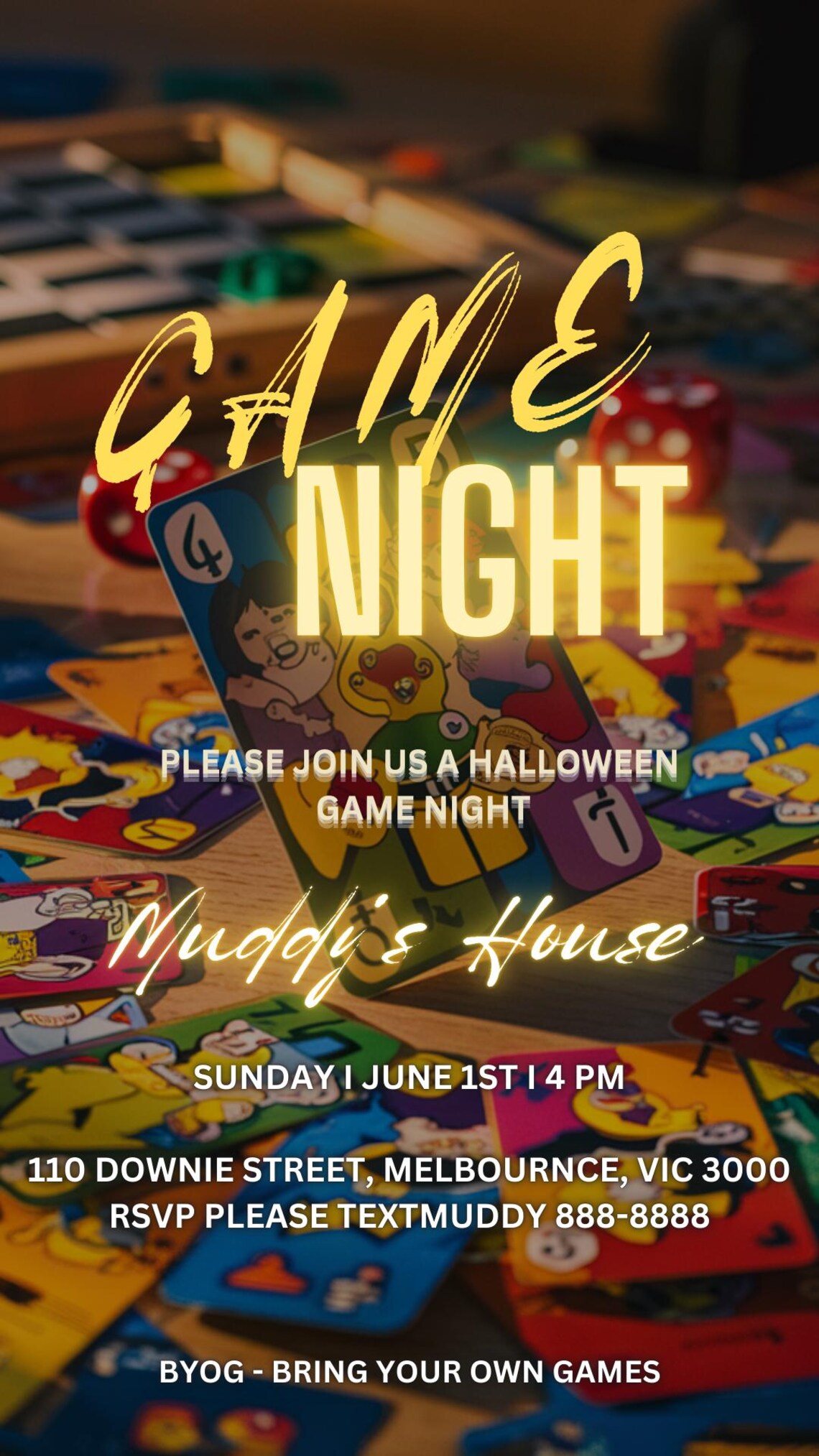 Digital Game Night Flyer, Game Night Invitation, Board Game Invite ...