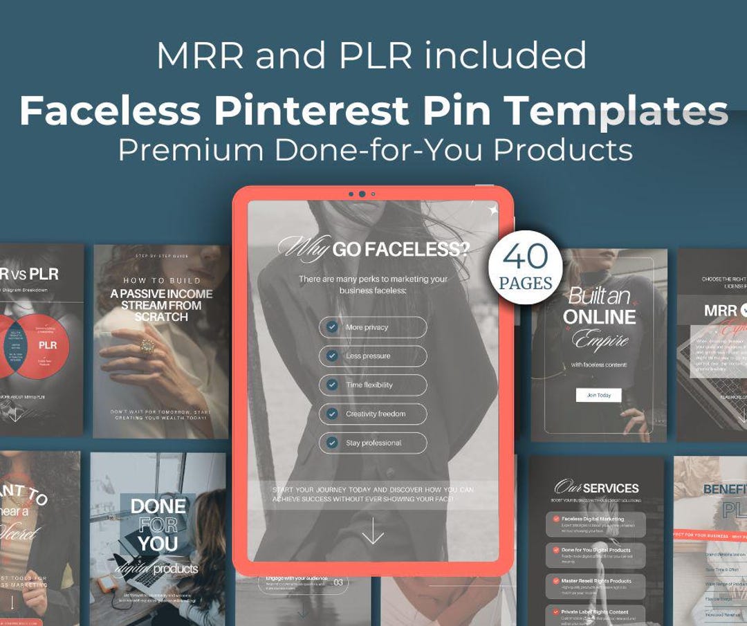 Faceless Pinterest Pin Templates Bundle MRR & PLR Canva Editable ...