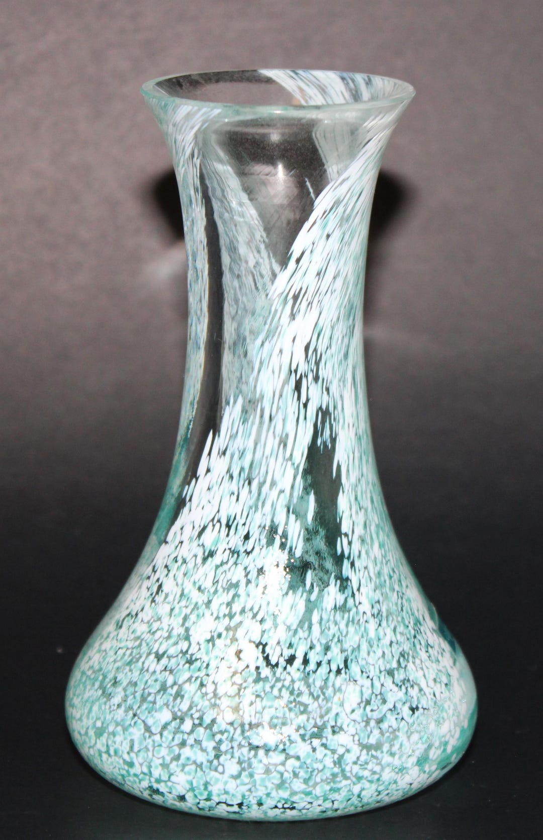 Vintage Caithness Glass Vase Green and White Swirl and Speckle, Glass ...