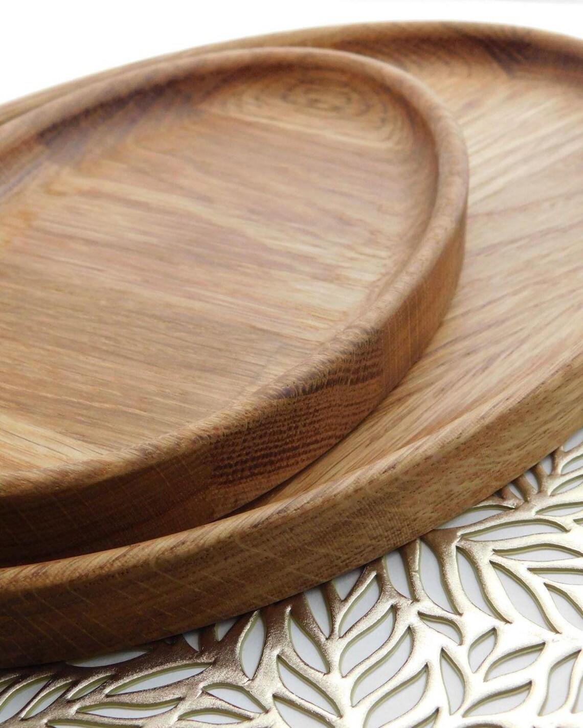 Oval Oak Wood Serving Tray, Minimalistic Wooden Tray, Jewelry or Key ...