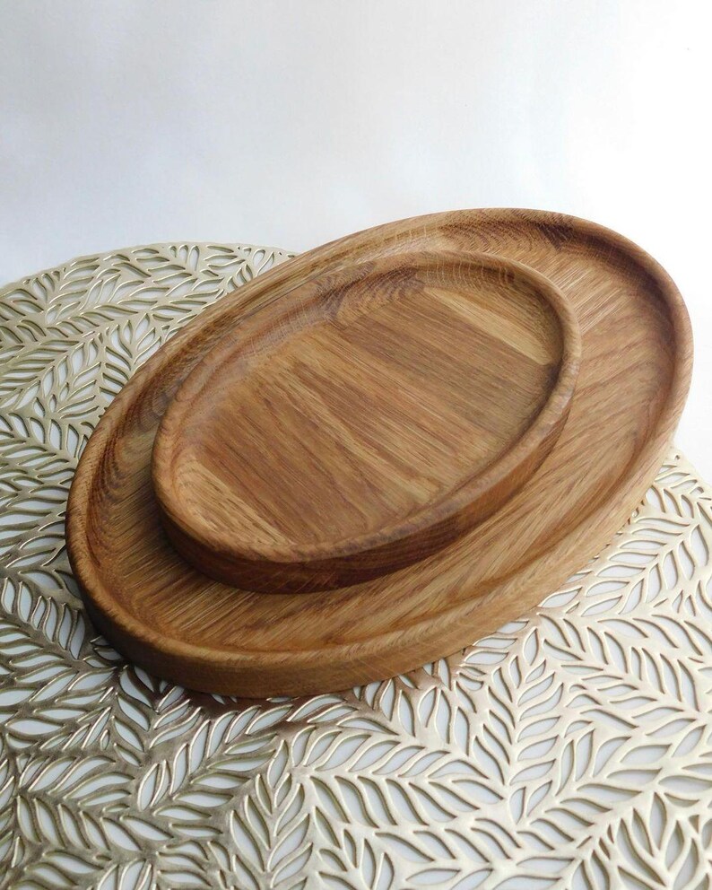 Oval Oak Wood Serving Tray, Minimalistic Wooden Tray, Jewelry or Key ...