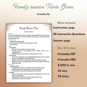Family Reunion Trivia Game | Fun and Interactive Printable Quiz for All ...