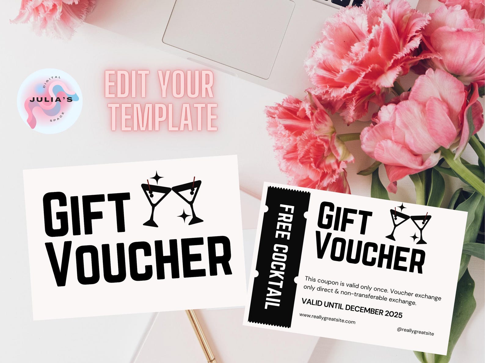 Editable Cocktail Gift Voucher Template | Free Cocktail Printable Gift ...