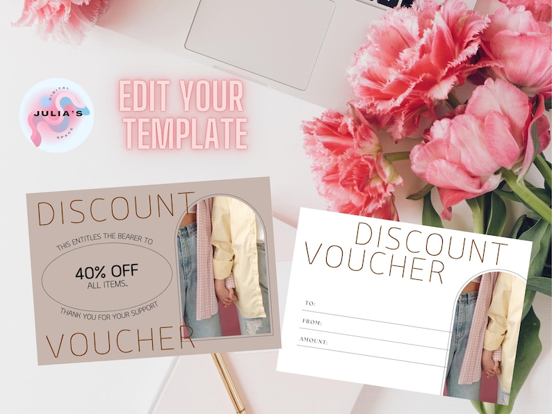 Editable Modern Discount Voucher Template | 40% off Printable Gift ...