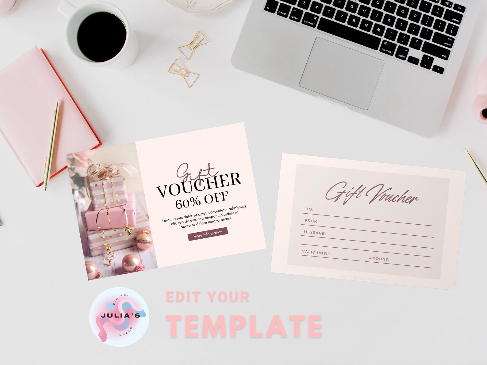 Editable Gift Certificate Template, Small Business Supplies, Printable ...