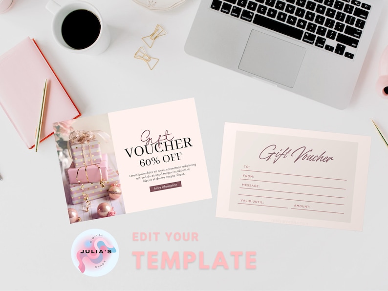 Editable Gift Certificate Template, Small Business Supplies, Printable ...