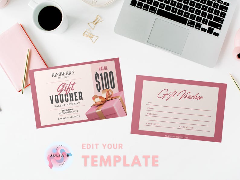 Editable Gift Certificate Template, Small Business Supplies, Printable ...