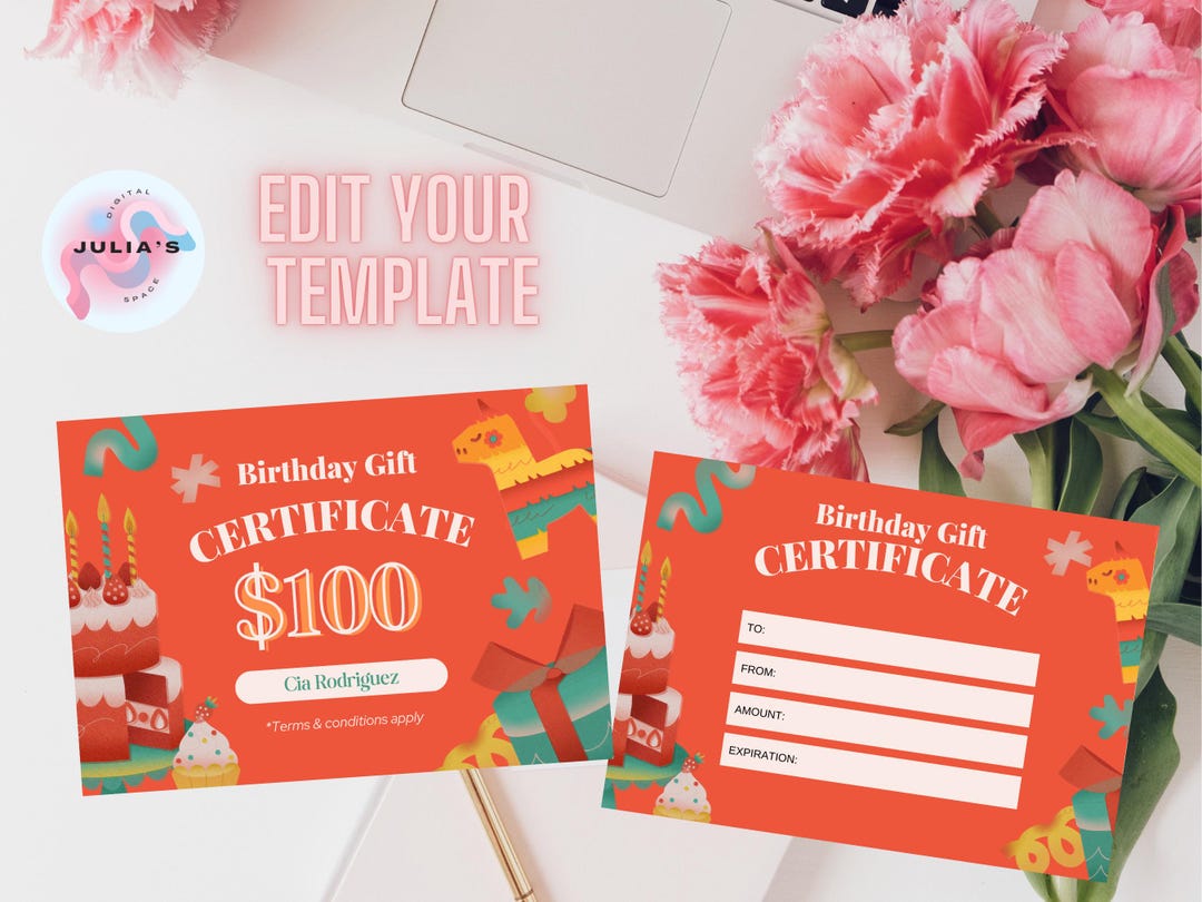 Editable Fiesta Birthday Gift Certificate Template | Colorful Printable ...