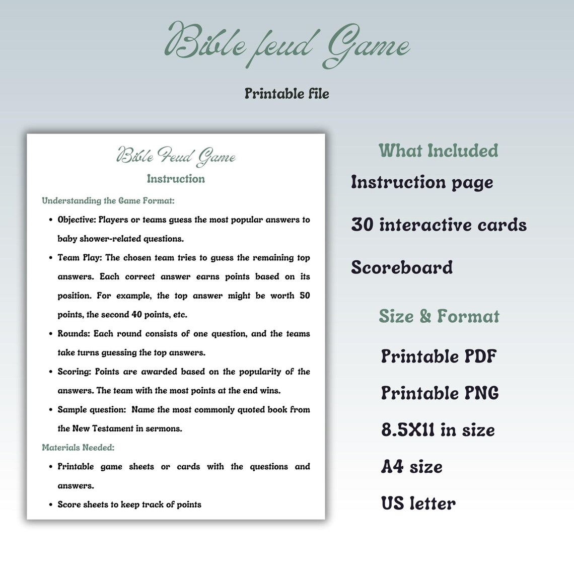 Bible Feud Game | Printable Bible Feud | Fun & Interactive Bible Trivia ...